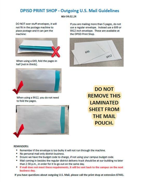 Outgoing Mail Guidelines – Print Shop – Deer Park Independent School ...