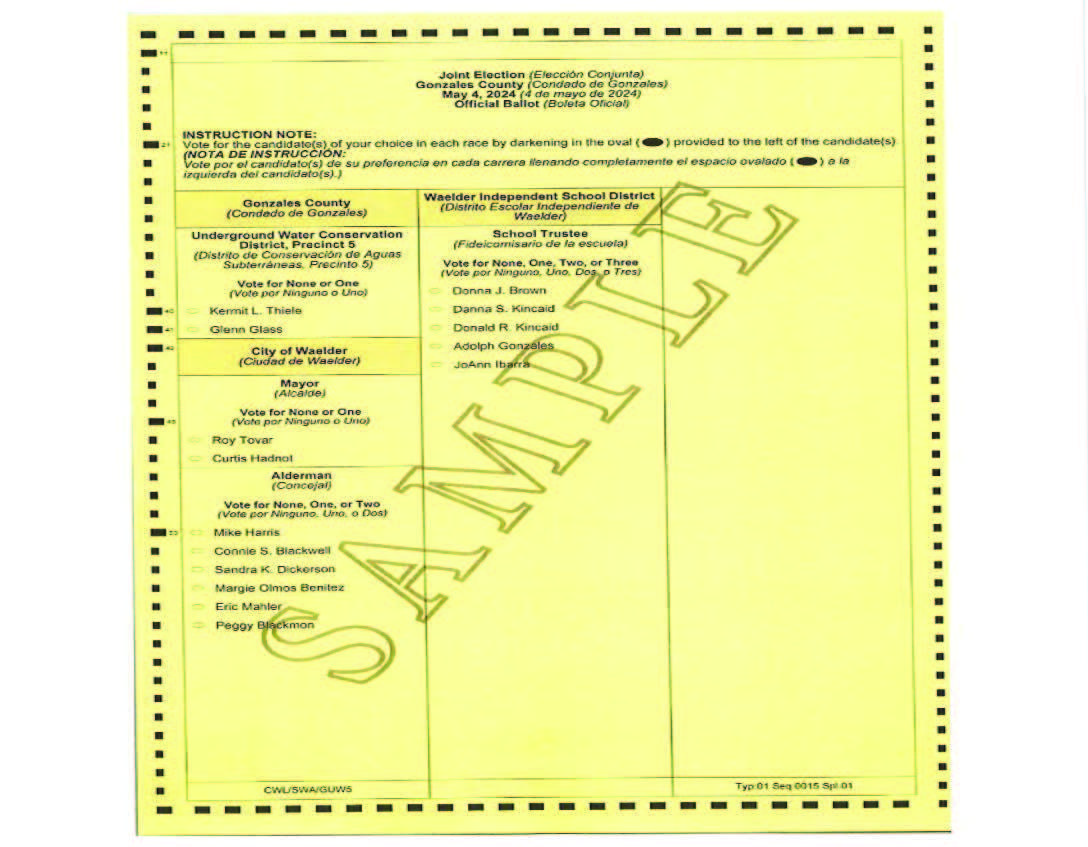Sample Ballots/School Board Elections – SCHOOL BOARD ELECTIONS ...