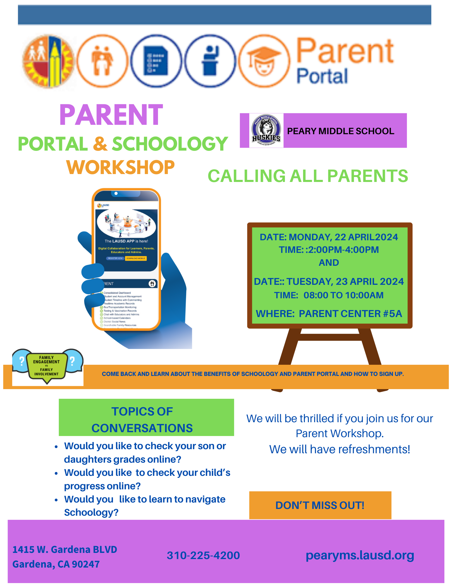 Parent Workshops – Parents/Families – Robert E Peary Middle School