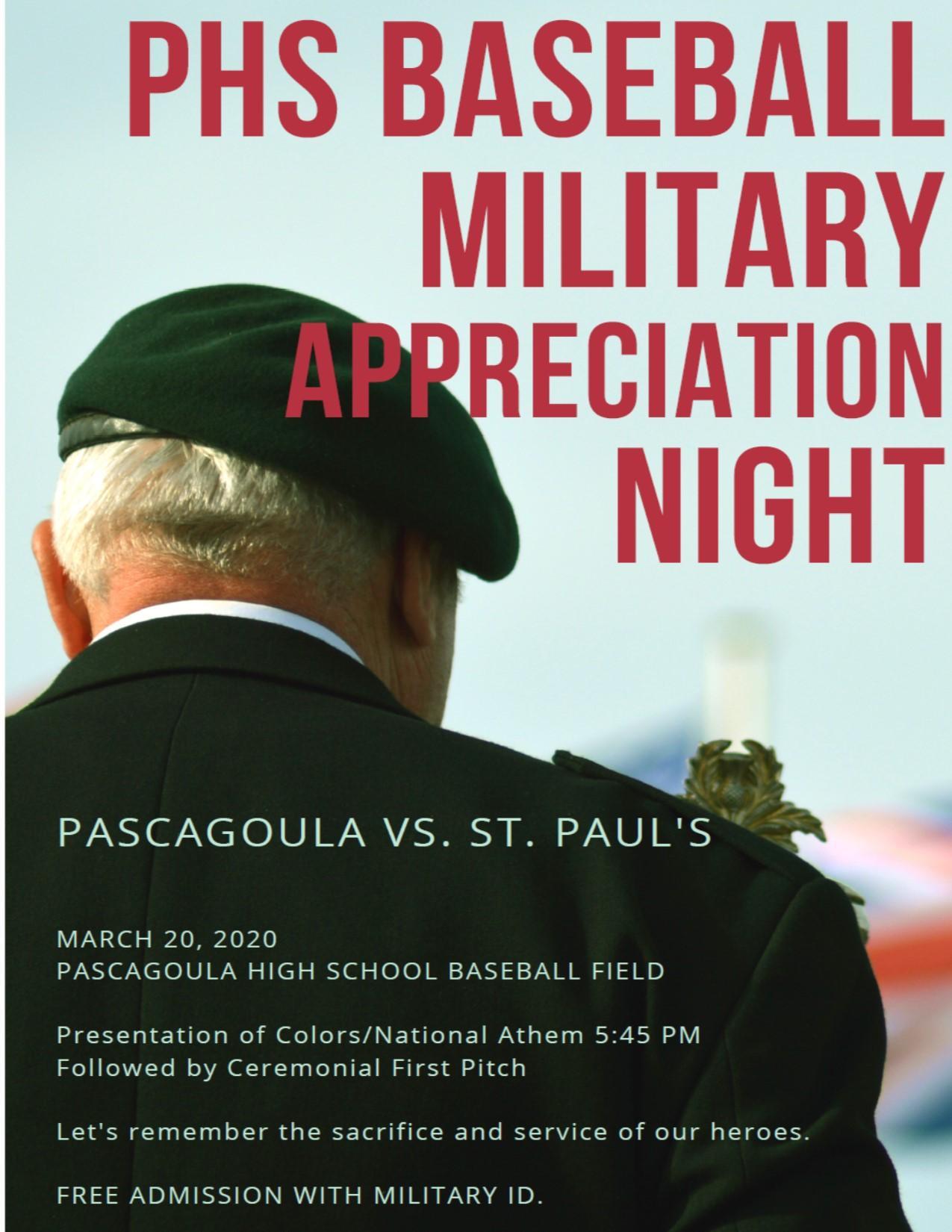 2020 Military Appreciation – Panther Baseball – Pascagoula High School