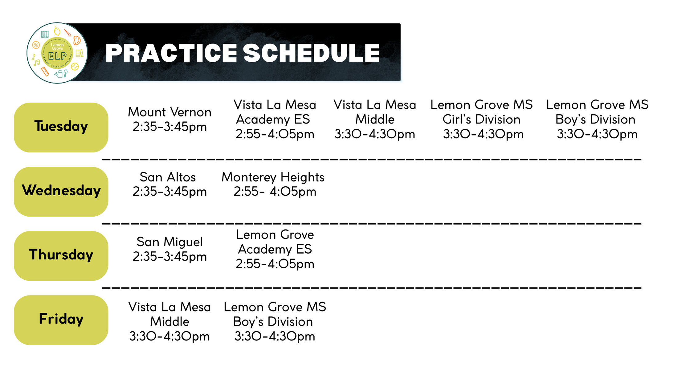 Athletic Programs - Before & After School Program (ELP) - Lemon Grove ...