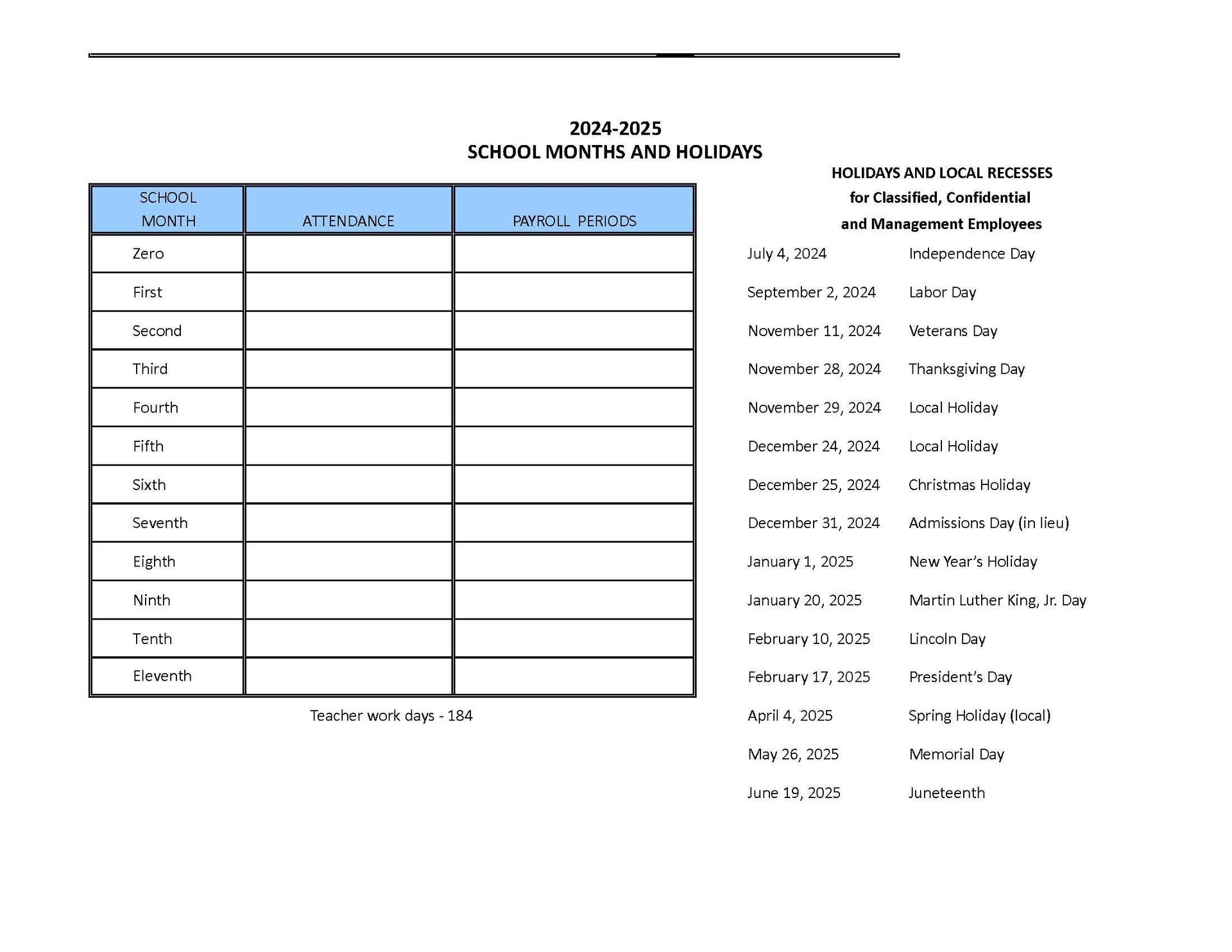 2024-2025 School Year Calendar – Calendar – Charter Oak Unified School District
