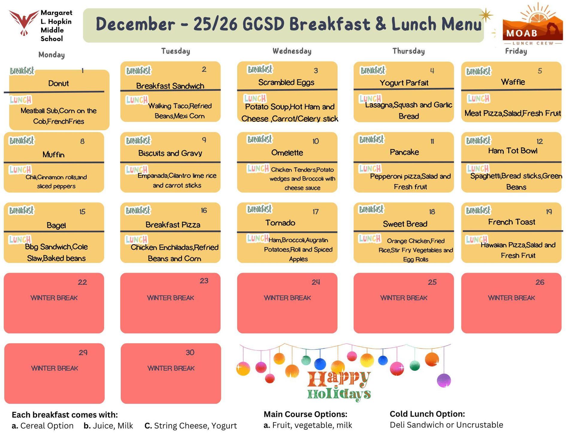 Menus – Child Nutrition Program – Grand County School District