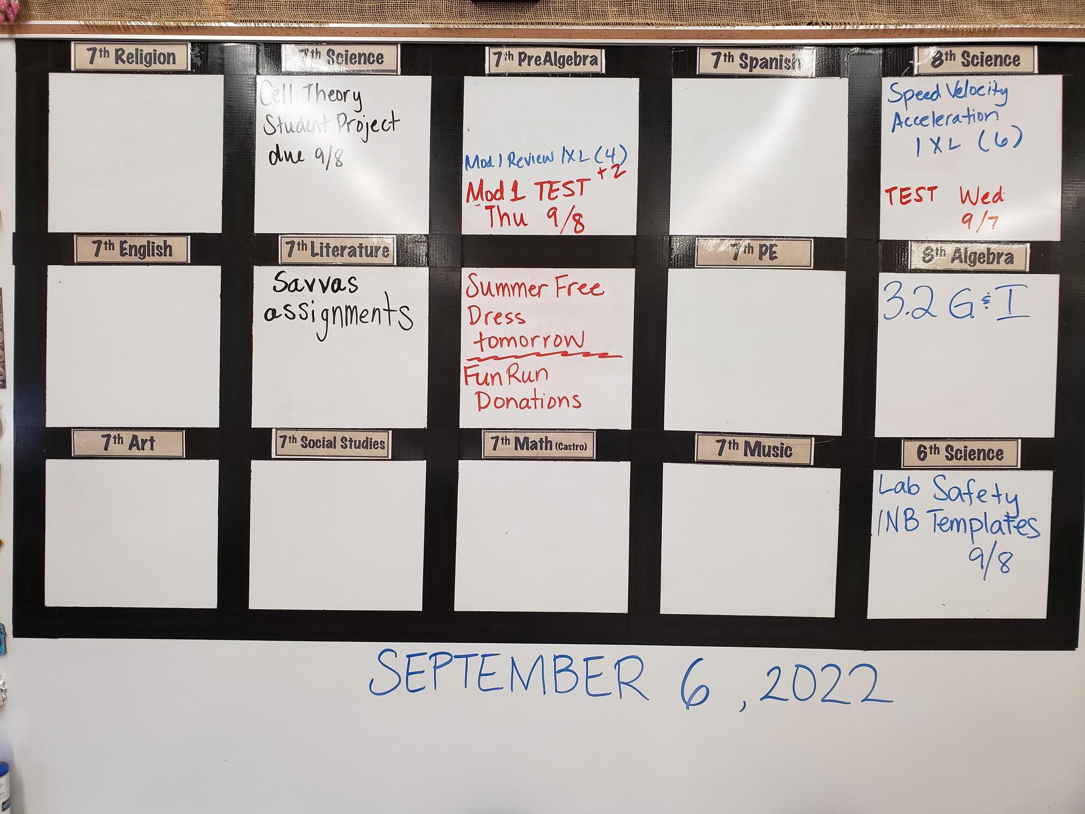 Homework – 7th Grade – St. Edward School