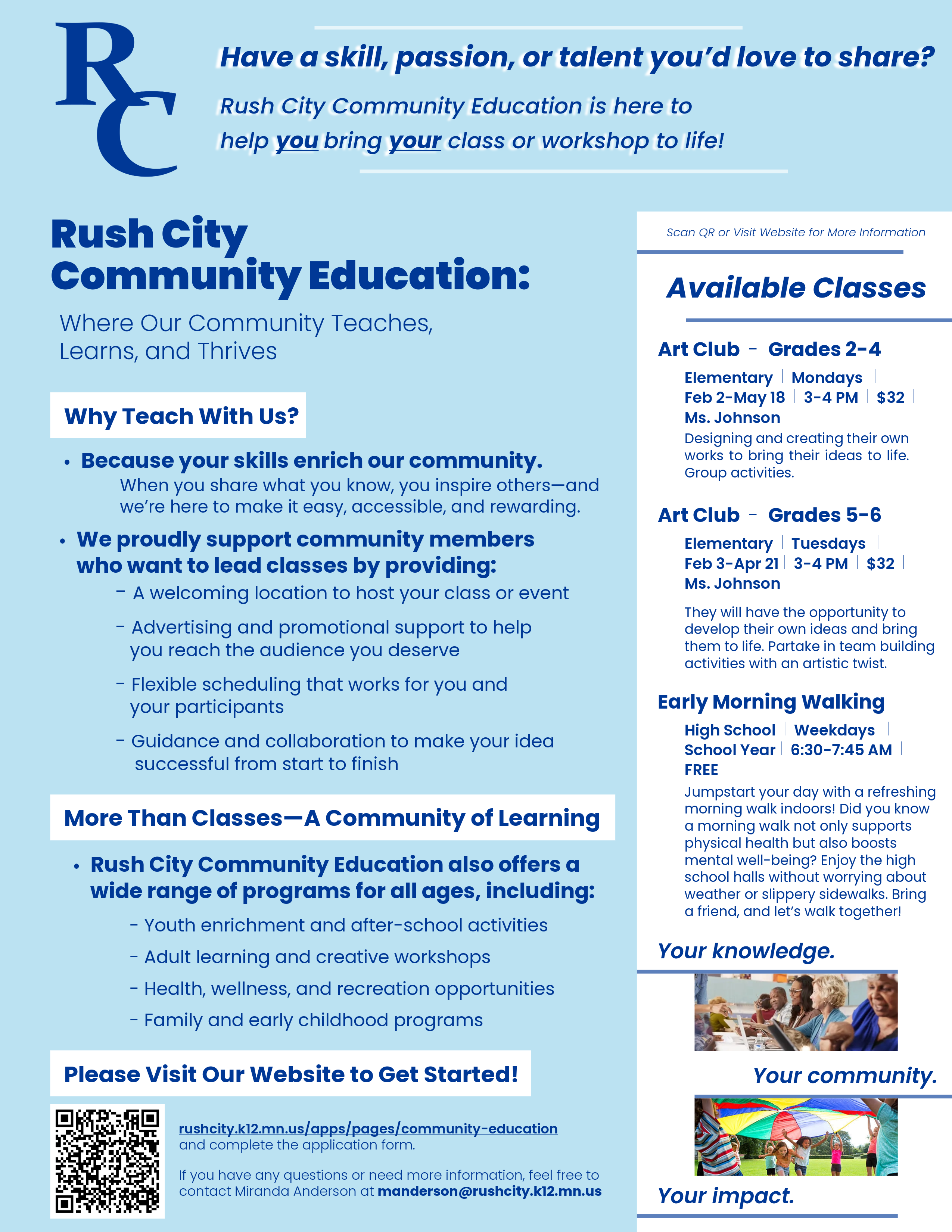 Community Education: Available Classes – Activities – Rush City Public ...