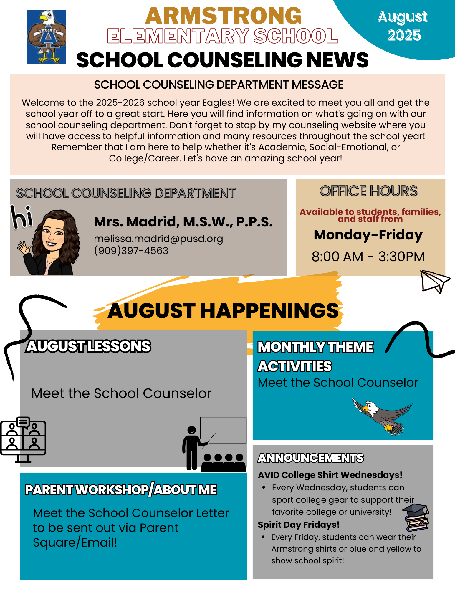 Monthly Newsletter- Armstrong School Counselor News – Counselor ...