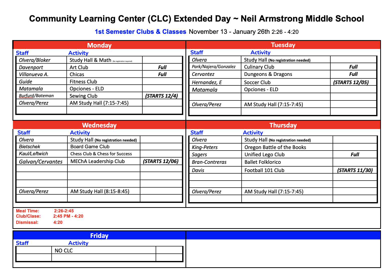 CLC Clubs & Descriptions – Community Learning Center (CLC) Extended Day ...