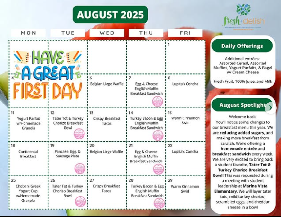 August 2025 Menus – Food Menu – La Mesa School