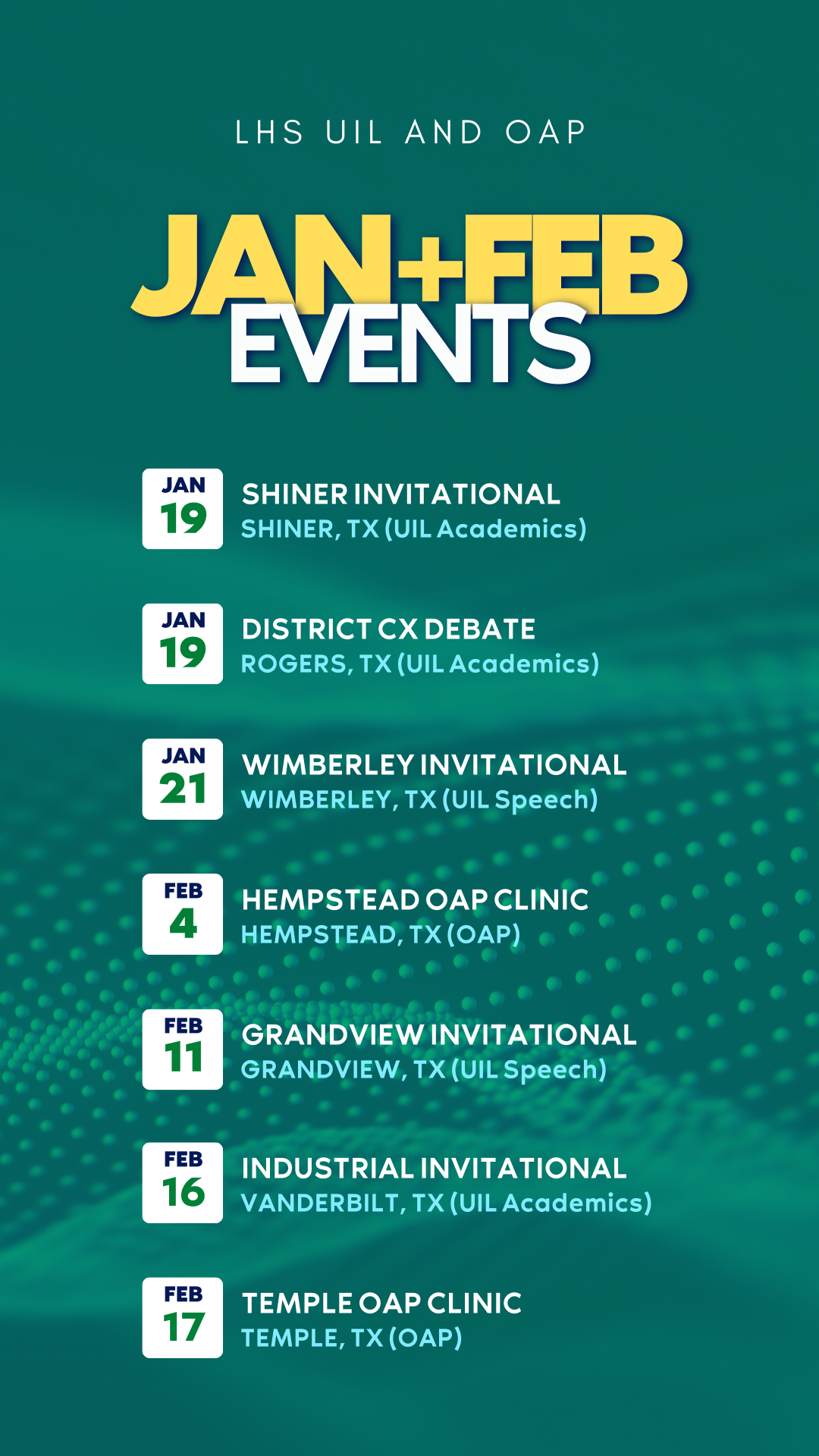 LHS UIL & OAP January and February Events | Lexington Independent ...