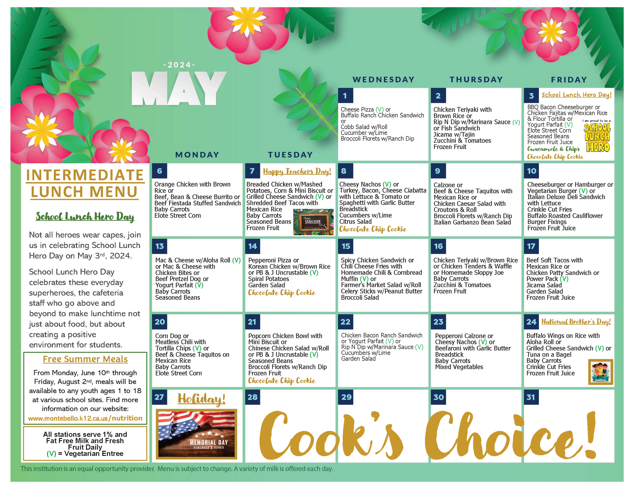 Menus – Nutrition Services – Montebello Unified School District