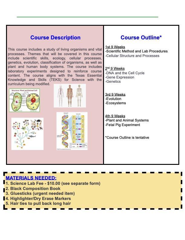 Syllabus - Biology 2024-2025 – April Cornish – Texas School for the Deaf