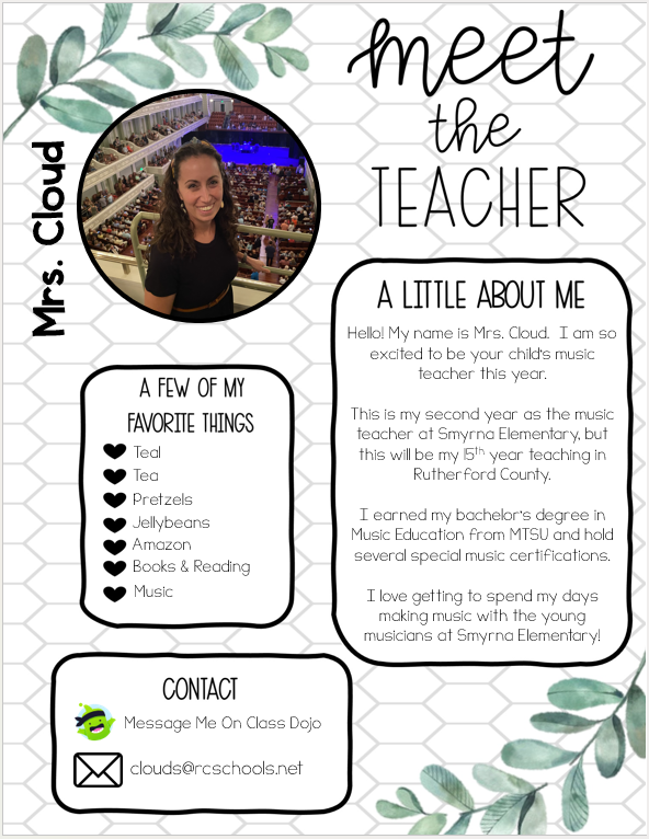 A little about Mrs. Cloud – Sara Cloud – Smyrna Elementary School