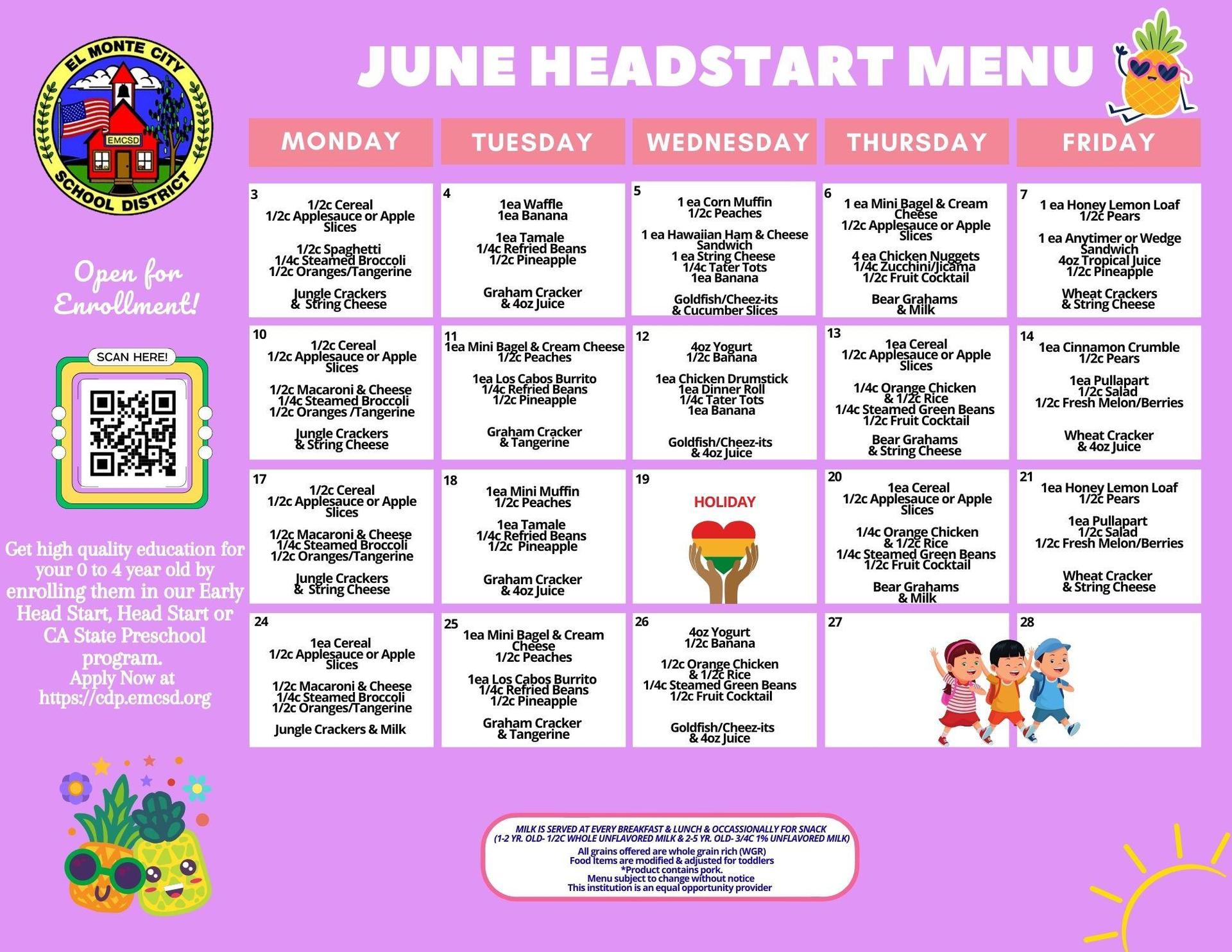 Menus & Meal Programs – Nutrition Services – El Monte City School District