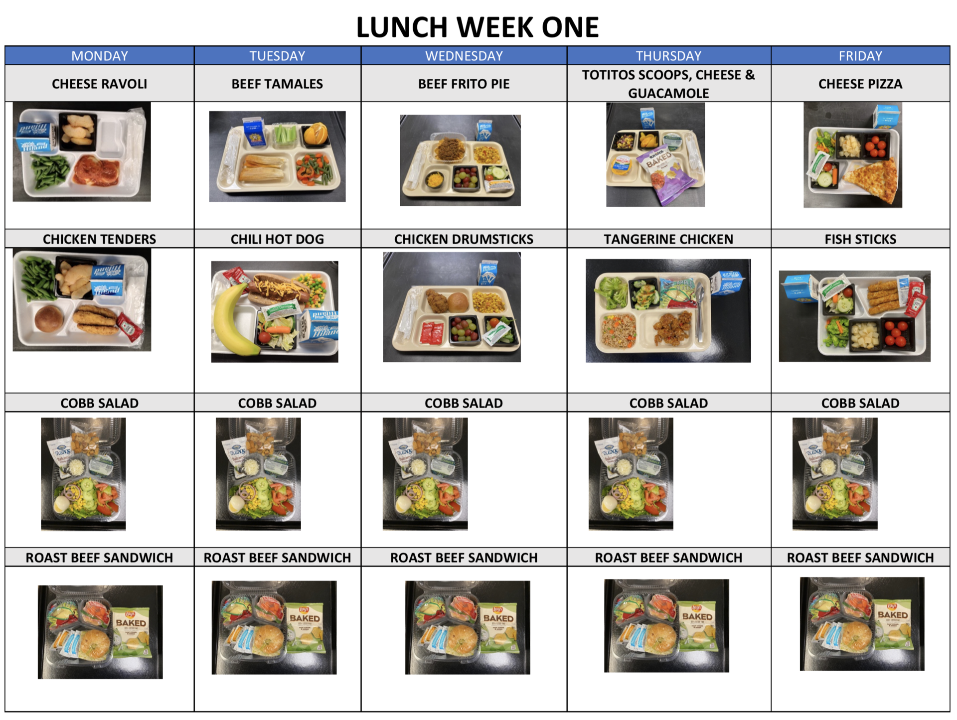 Visual Lunch Menu - Food Services - Texas School for the Deaf