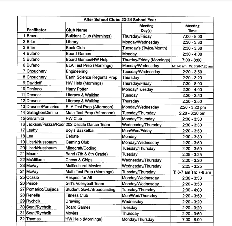 After School Clubs Menu SY 23/24 – After School Clubs SY 23/24 – Robert ...