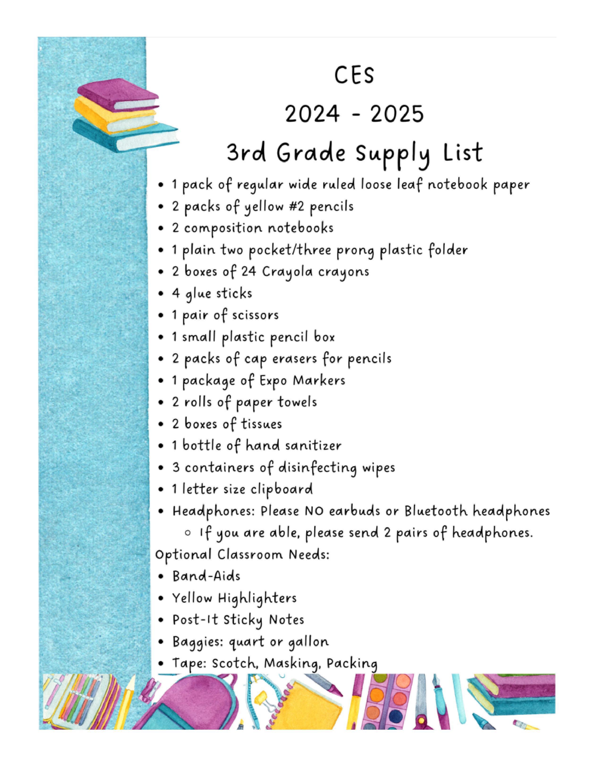 School Supply Lists | Wartburg Central Elementary School