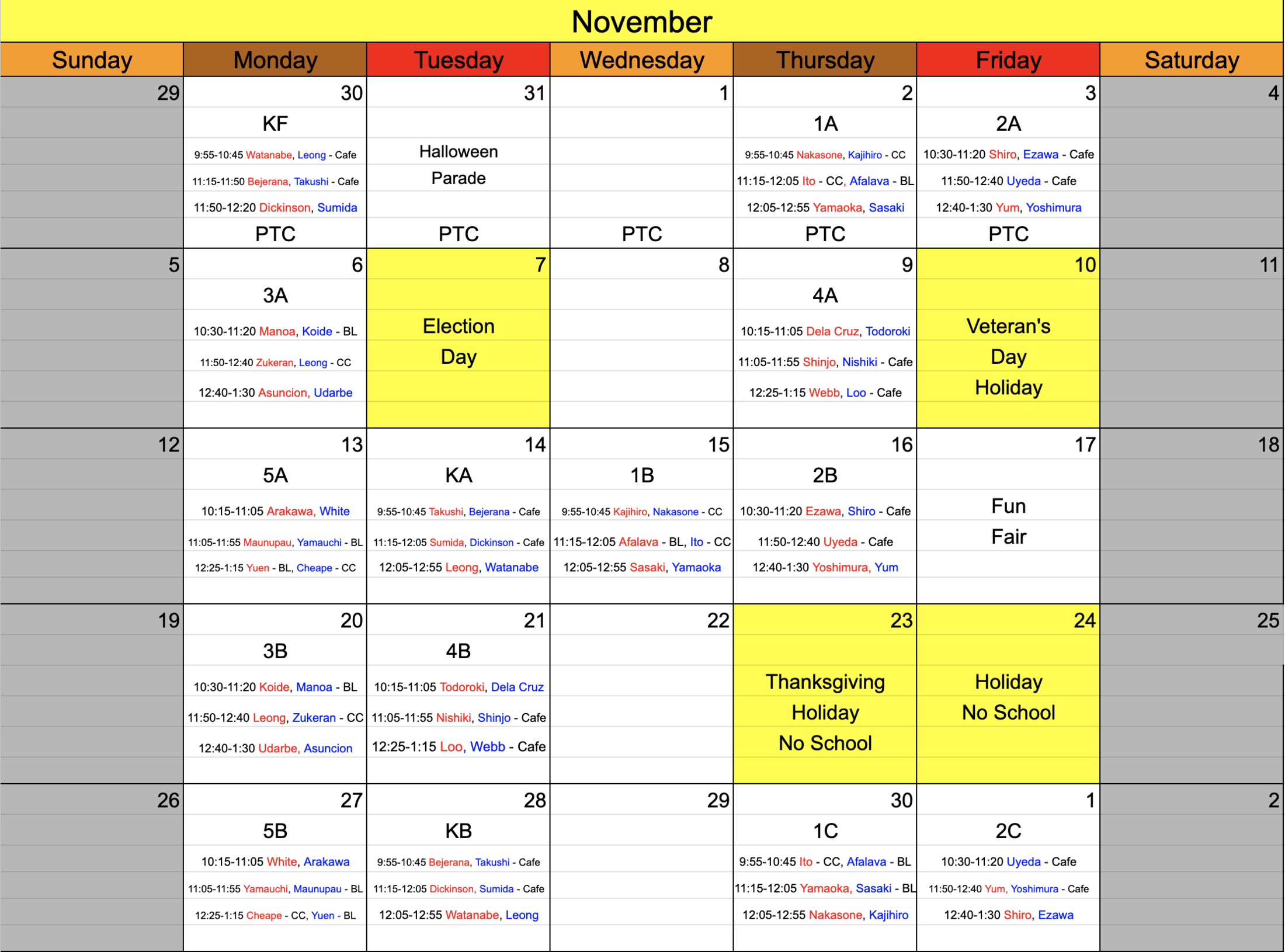 Schedules / Calendar – Physical Education – Mililani Waena Elementary