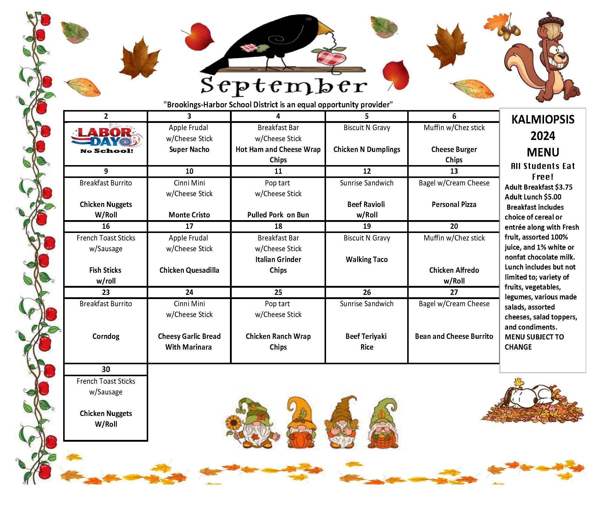 Daily Menus - Parent and Student Resources - Brookings-Harbor School ...