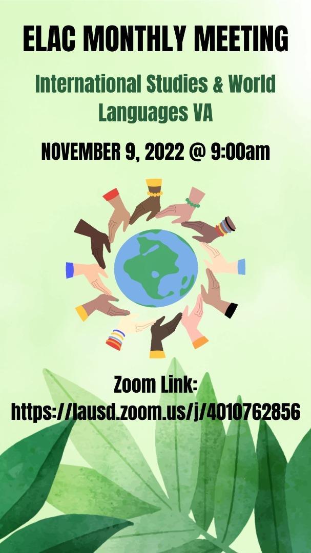 ELAC/SSC – Parents – International Studies and World Languages Virtual ...