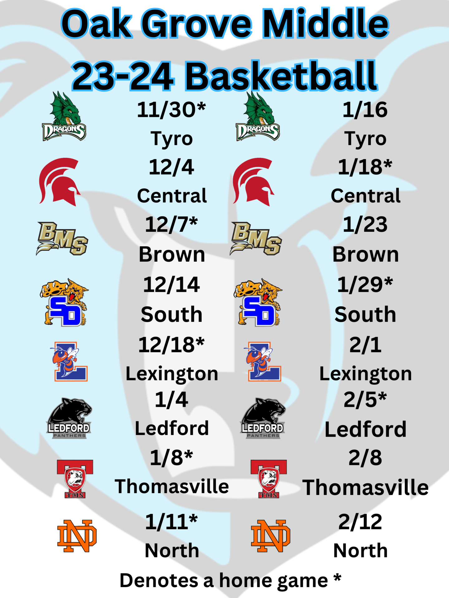 Girl's Basketball – Girl's Basketball – Oak Grove Middle School