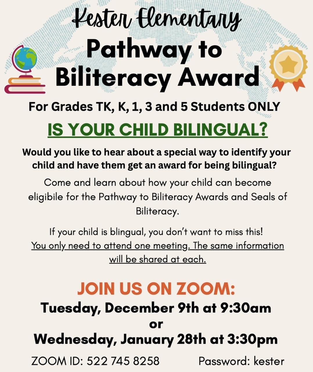 Pathway To Biliteracy Award – Parents – Kester Elementary/Magnet
