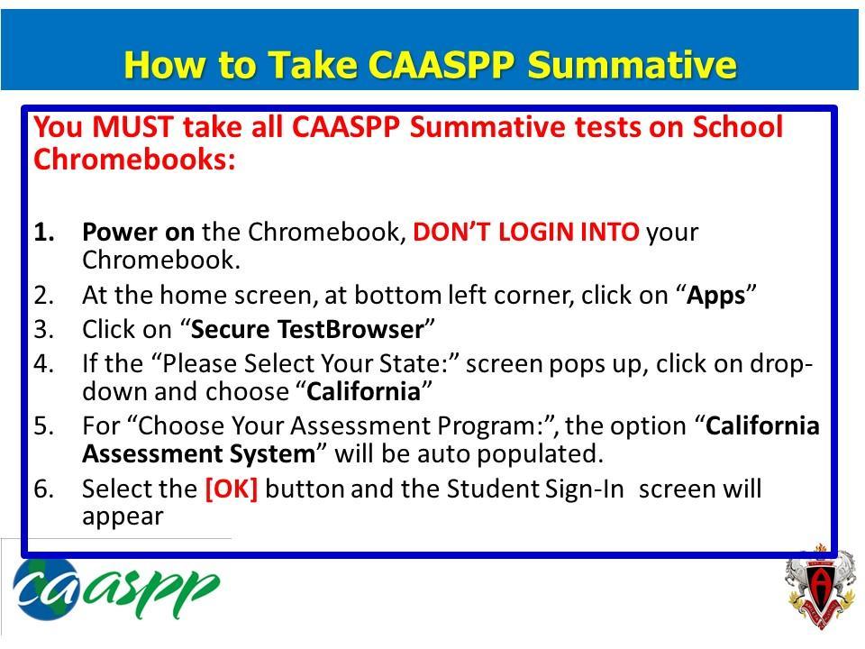 CAASPP Summative: student portal – Testing Center (Hub) – Arleta High ...