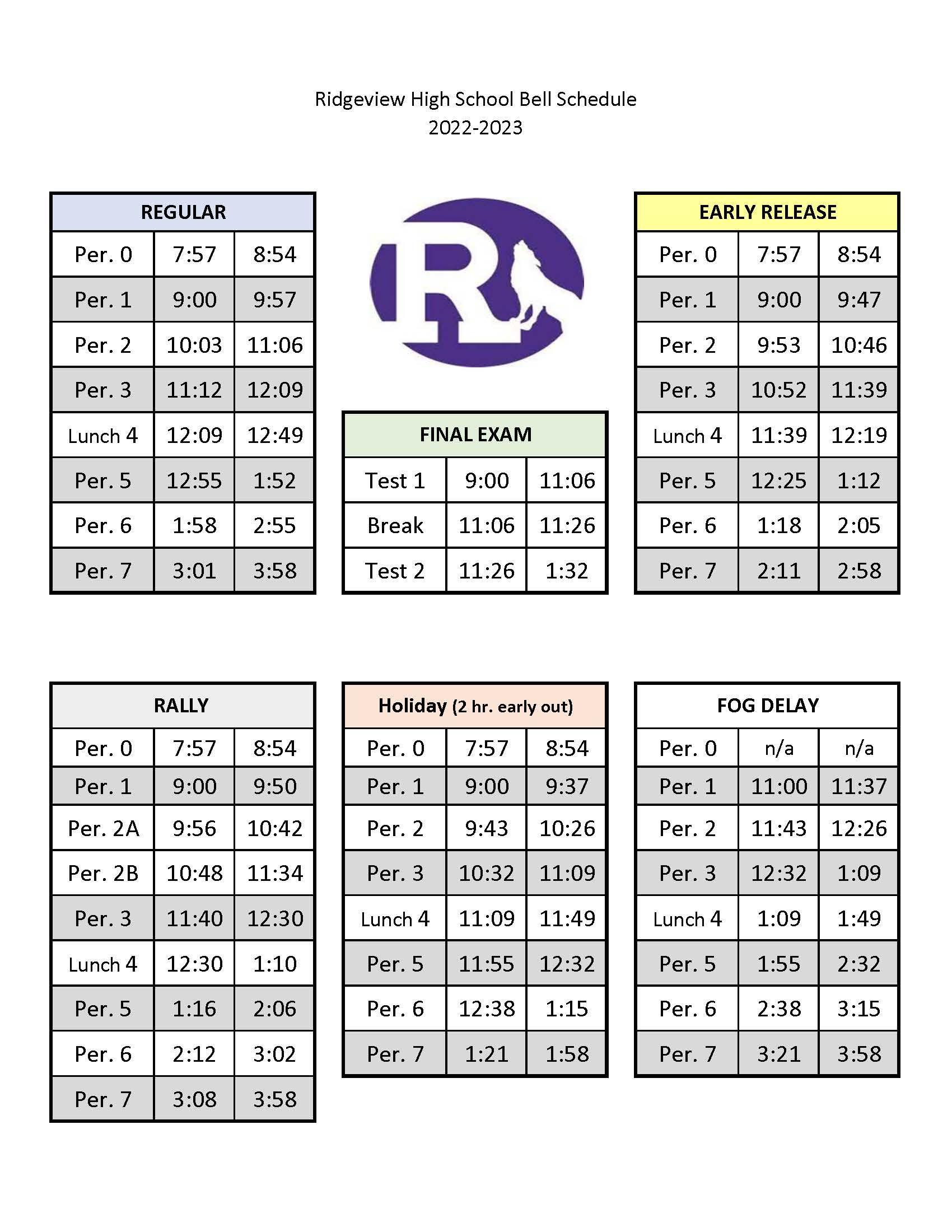 Bell Schedule Resources Ridgeview High School Bell Schedule Resources Ridgeview High School