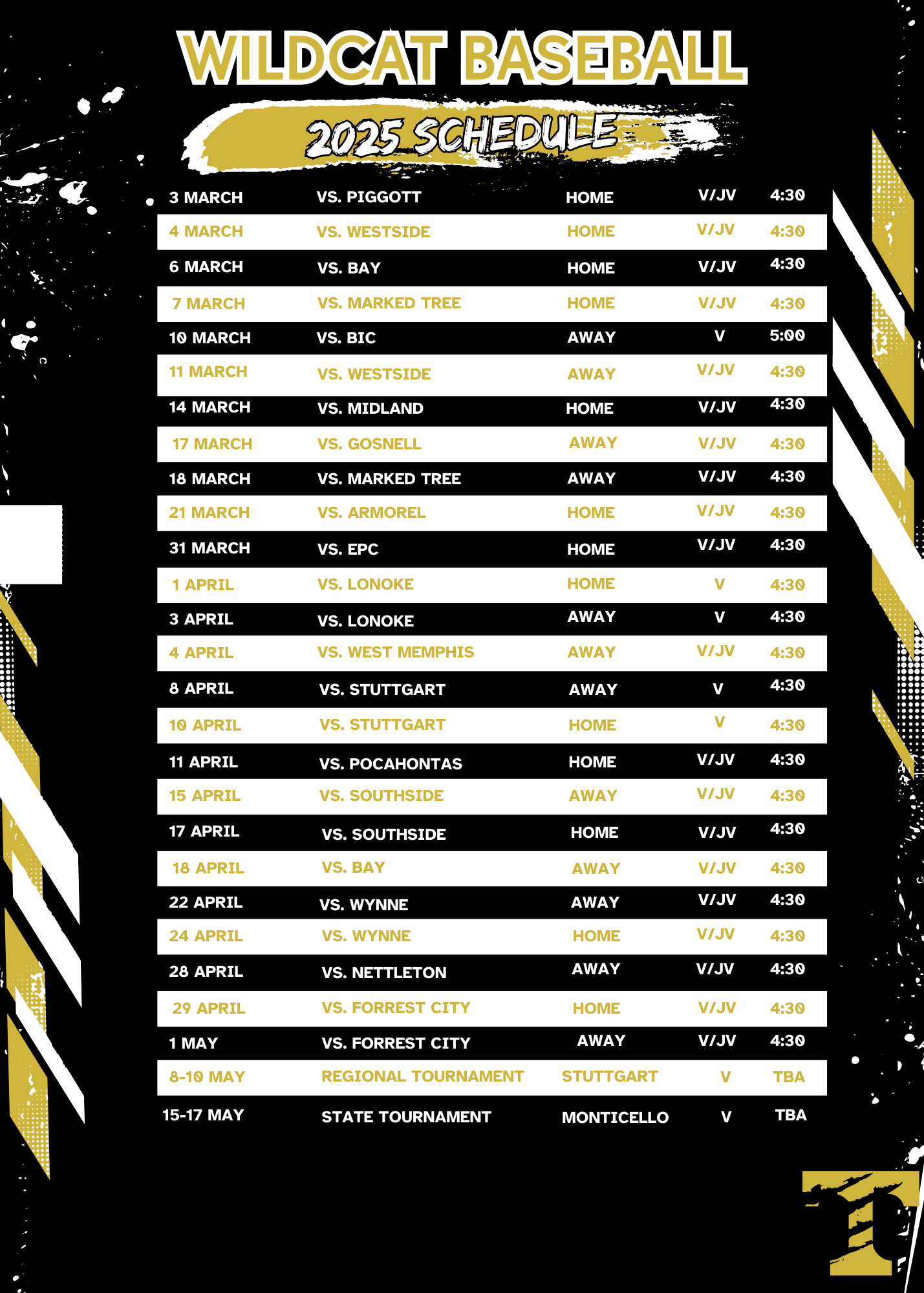 Wildcat Baseball Schedule – Schedules – Trumann School District