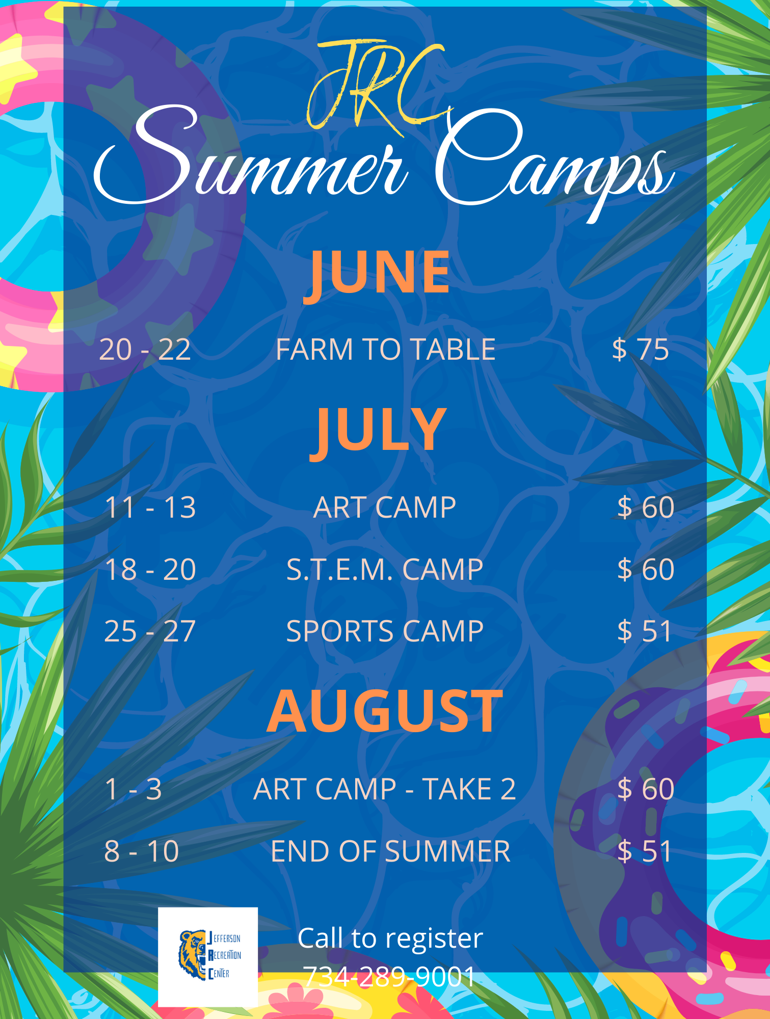 YOUTH SUMMER CAMPS – Recreation Center – Jefferson School District