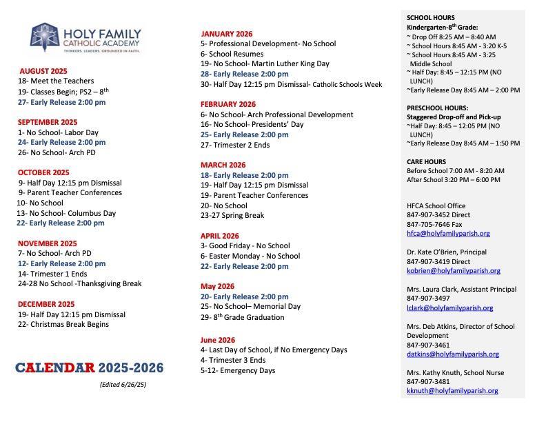 2025-2026 Academic Calendar of Major Breaks and Events – Calendar ...