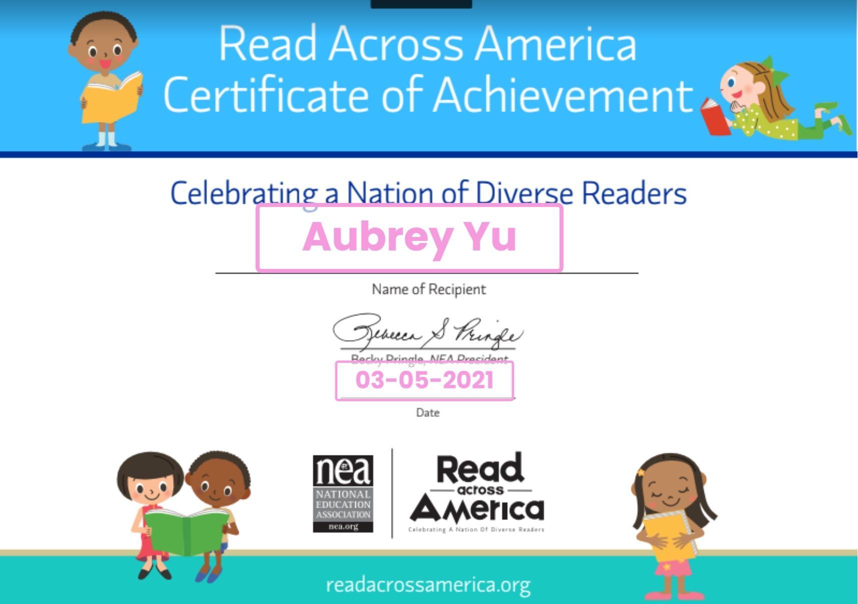 Read Across America Certificate