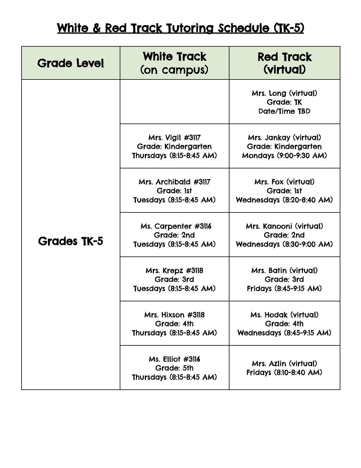 Tutoring – MySRA – Santa Rosa Academy