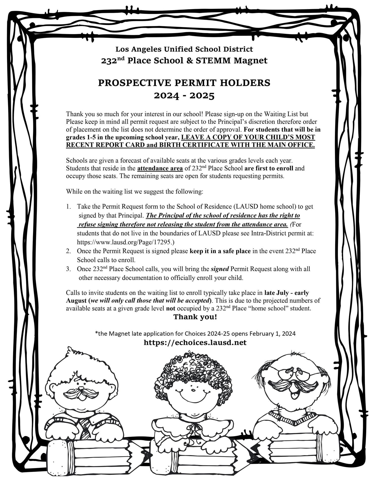 Enrollment – PARENTS – 232nd Place School & STEMM Magnet