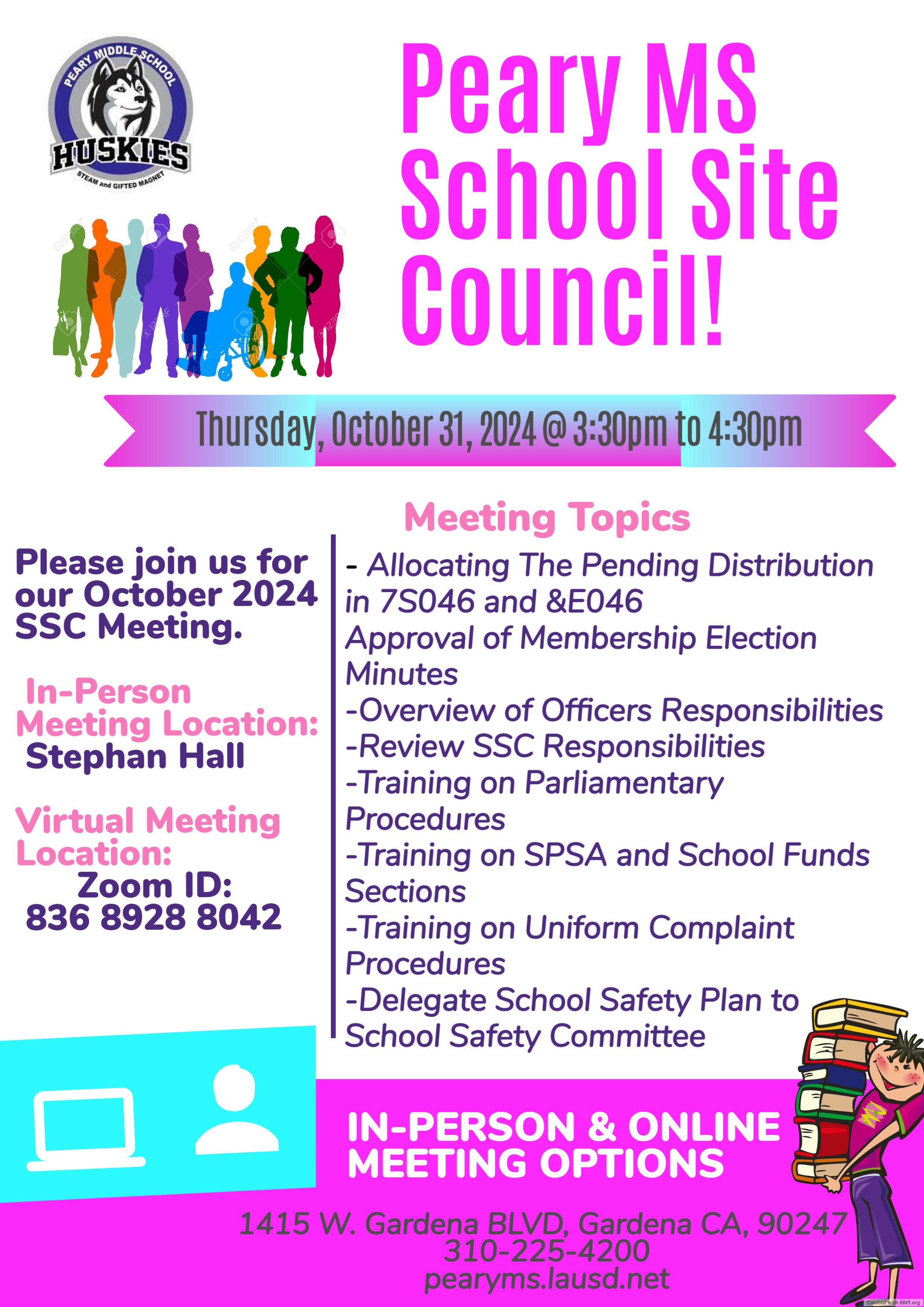 School Site Council – Parents/Families – Robert E Peary Middle School