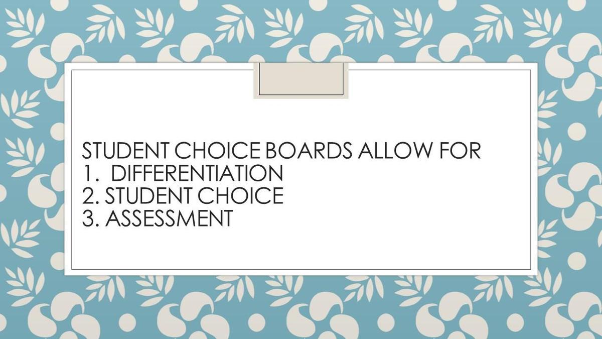 Give Students a Choice with Choice Boards – Jennifer Brooks – Rocky ...