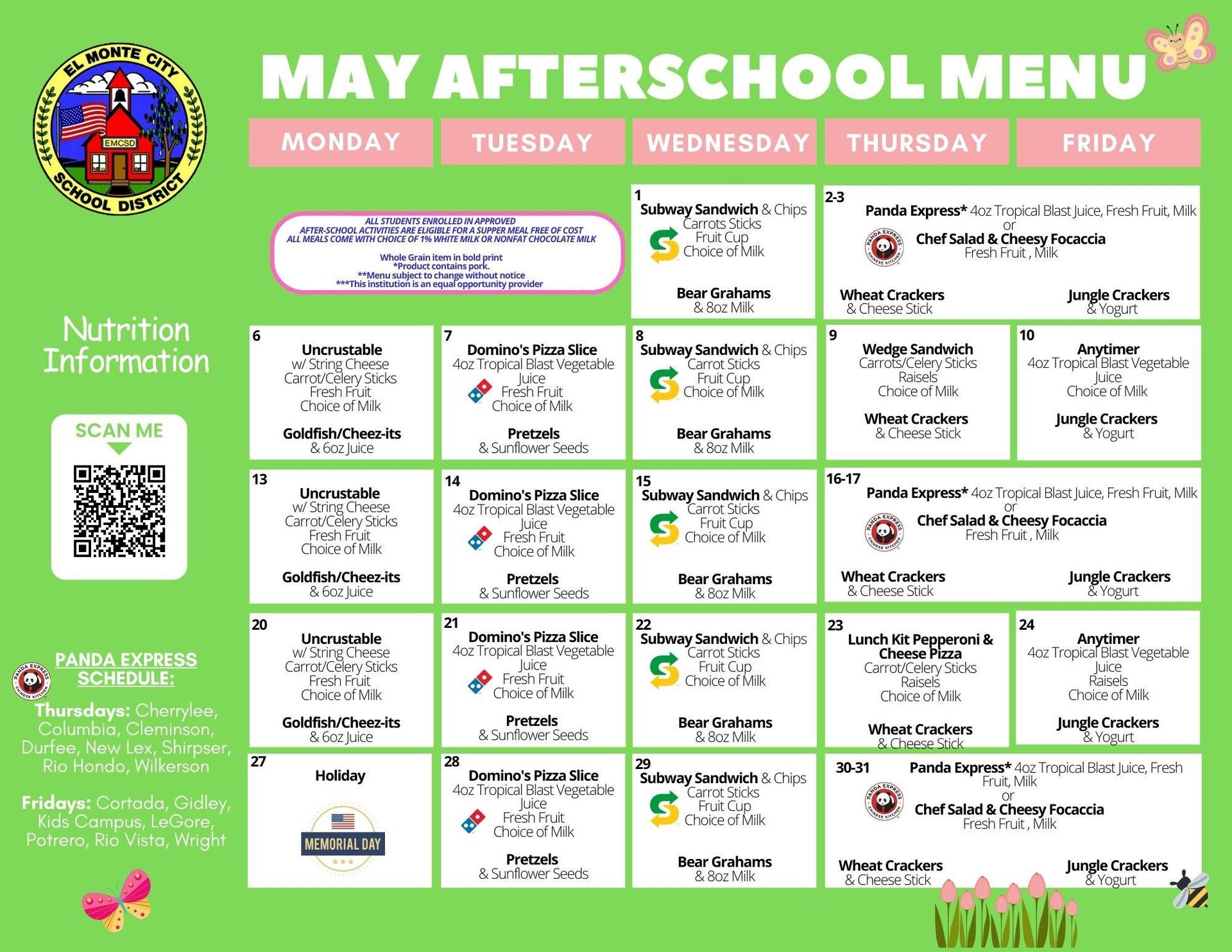 Menus & Meal Programs – Nutrition Services – El Monte City School District