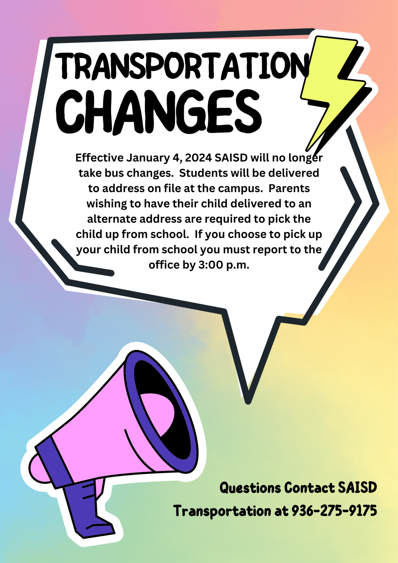 Bus Change Policy Effective 1/4/24 – Transportation – San Augustine ...