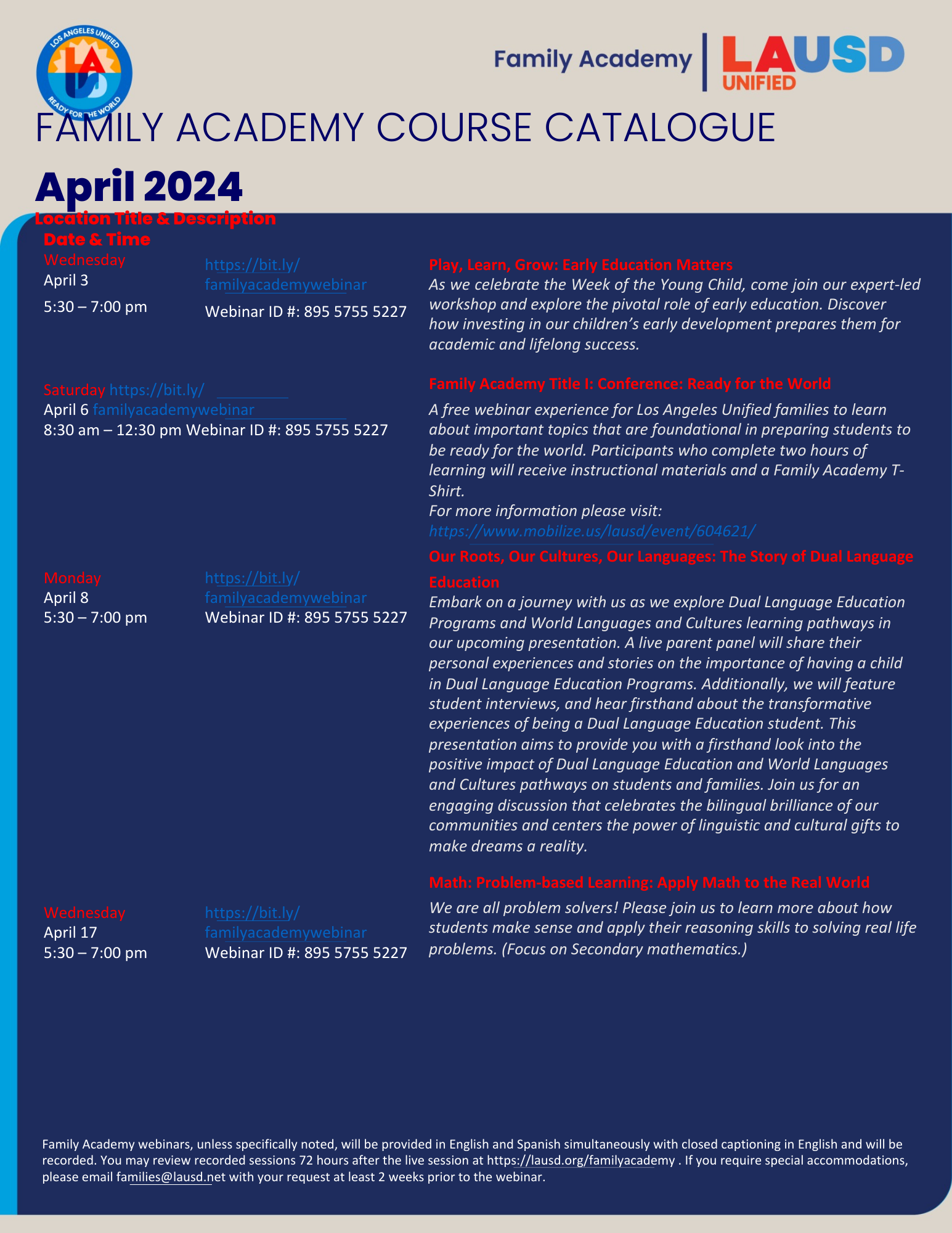 Central Office Course Catalog | Bertrand Avenue Elementary