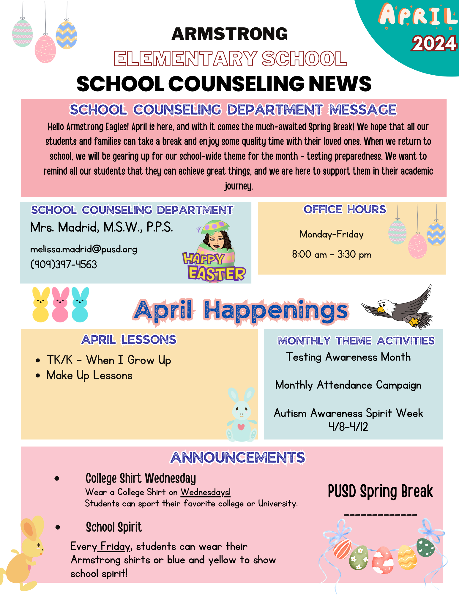 Monthly Newsletter- Armstrong School Counselor News – Counselor ...