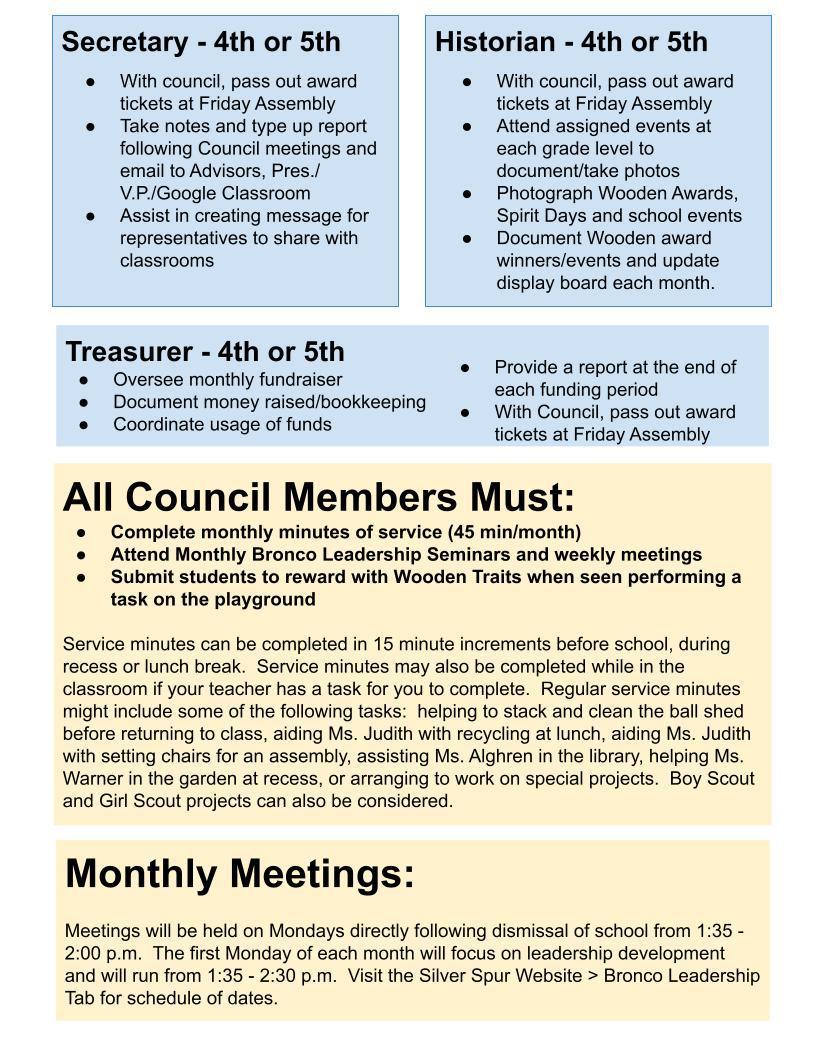 Student Council - Bronco Leadership – Starr Nagdev – Silver Spur Elementary