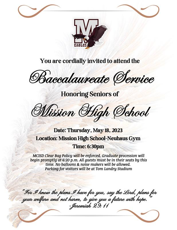 MHS Baccalaureate Service Invitation | Mission High School