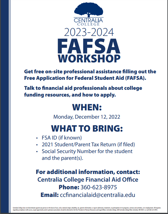 College Information: FAFSA & WASFA – Counseling Center – Centralia High ...
