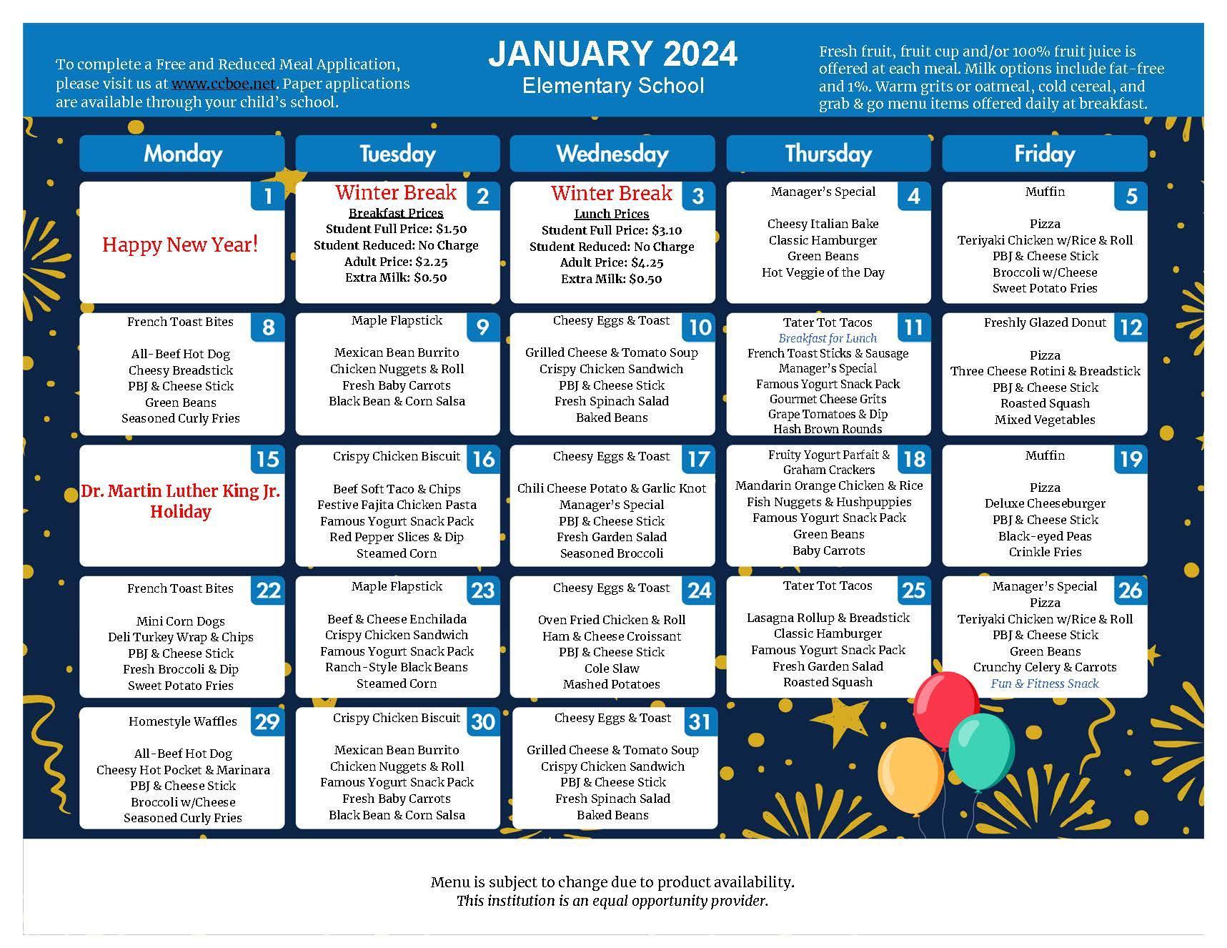Menus – School Nutrition – Columbia County Schools