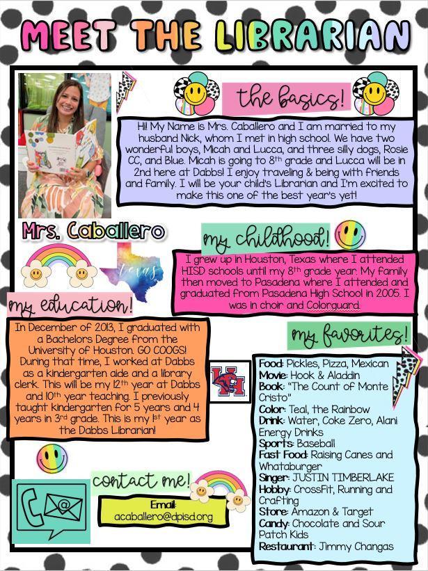 Meet the Librarian – Library – J. P. Dabbs Elementary