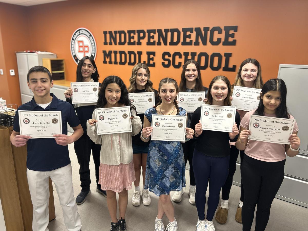 Independence Middle School Announces Its April Students of the Month ...