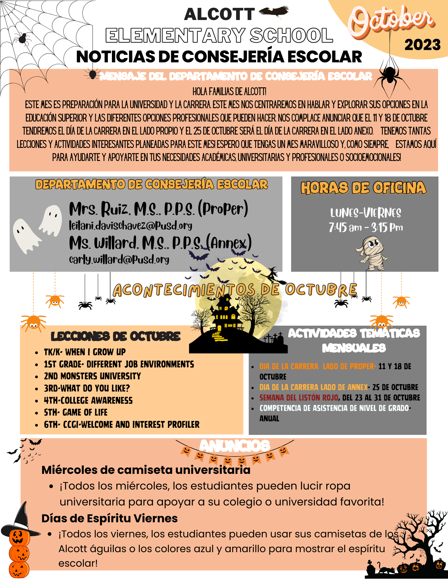 Monthly Newsletter – Counselors – Alcott Elementary School