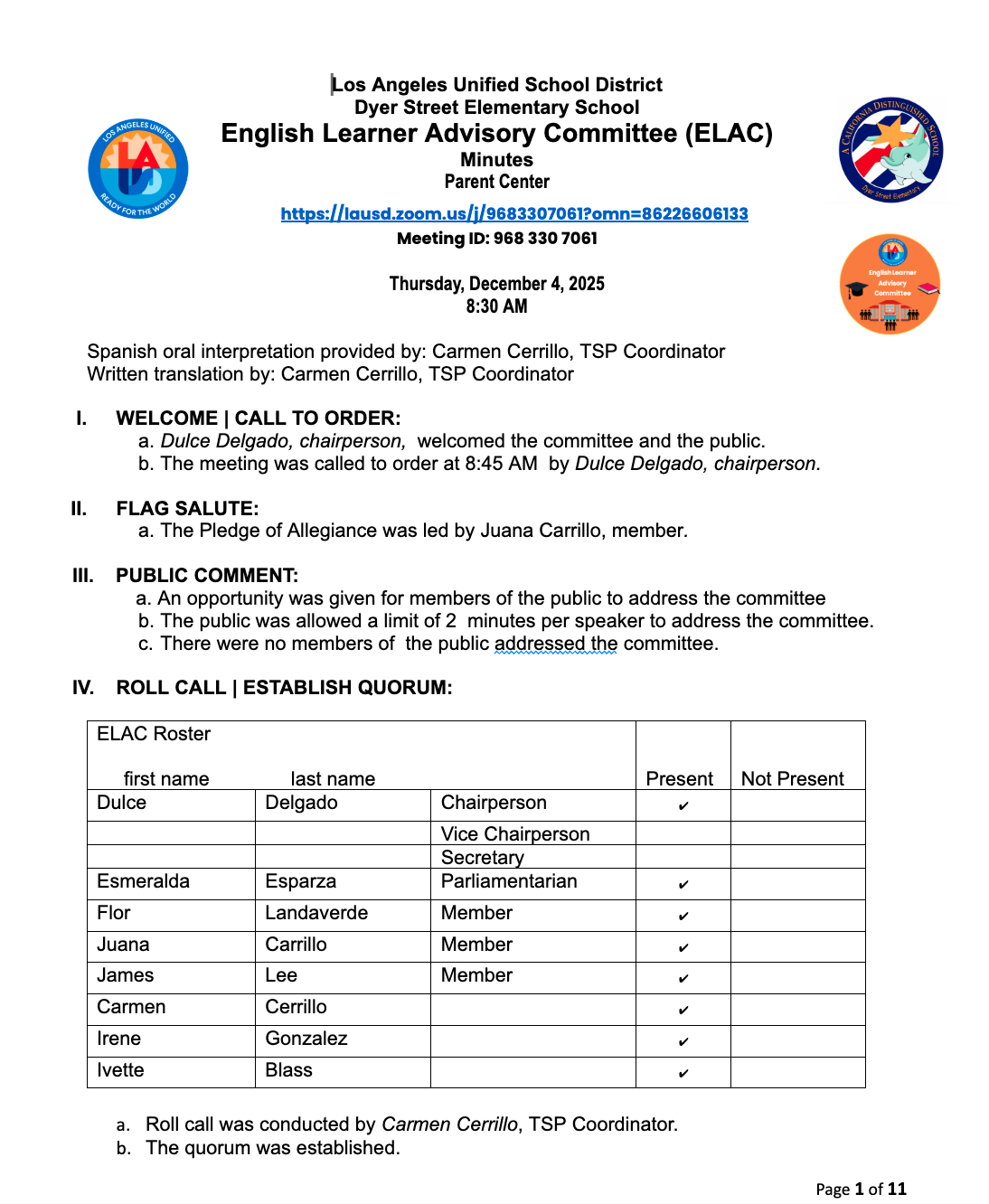 ELAC – Parents – Dyer Street Elementary School for Advanced Studies