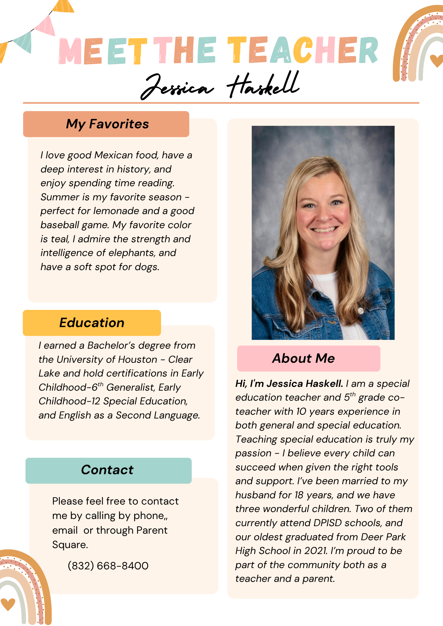 About Mrs. Haskell – Jessica Haskell – Carpenter Elementary