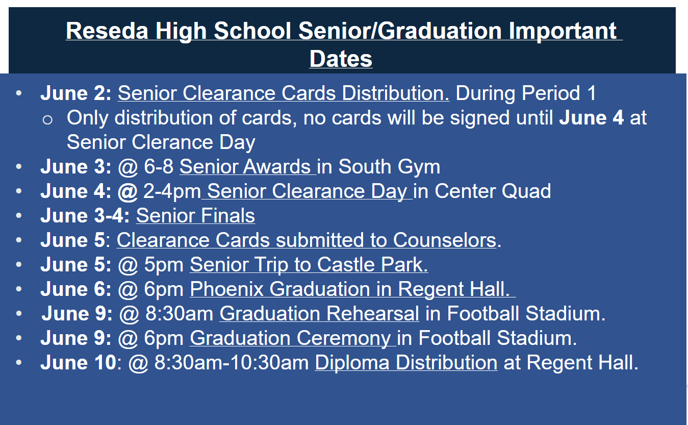 Seniors/ Graduation Important Dates – Graduation Information – Reseda ...