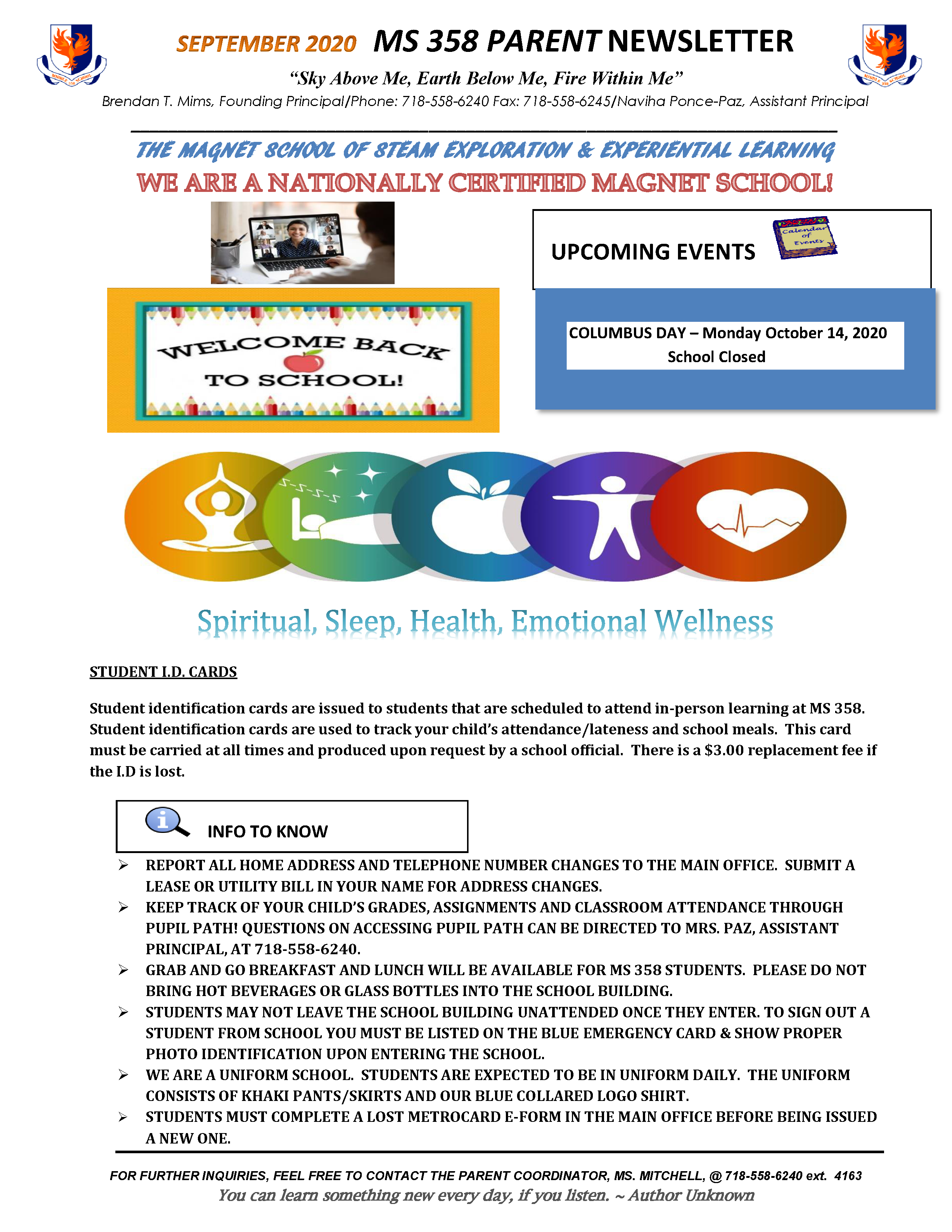 Newsletters – Parents – Middle School 358